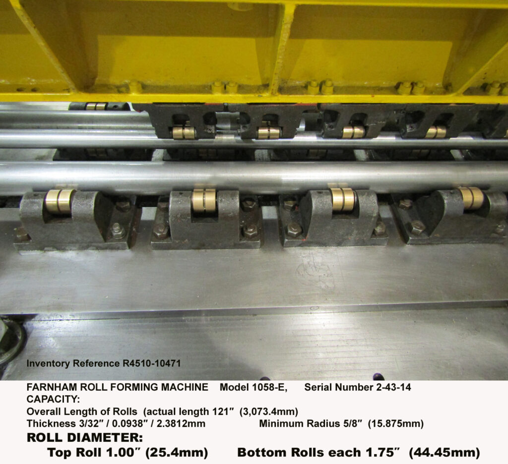 10 ft Farnham 1058-E Roll Forming Machine Thickness 0.094 in