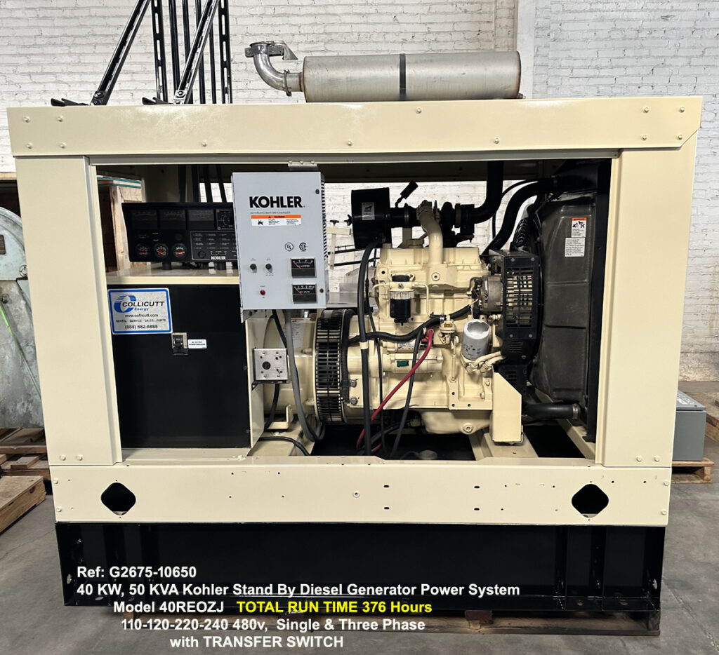 40 KW Kohler 40REOZJ Stand By Diesel Generator 1 & 3 Phase