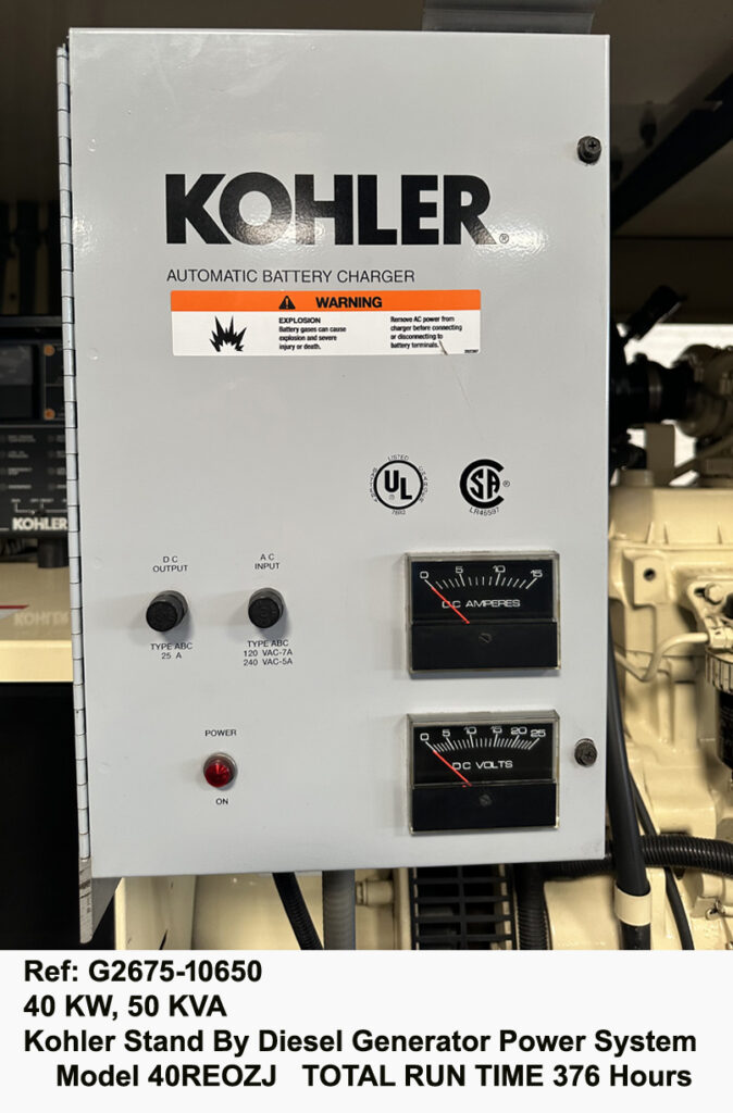 40 KW Kohler 40REOZJ Stand By Diesel Generator 1 & 3 Phase